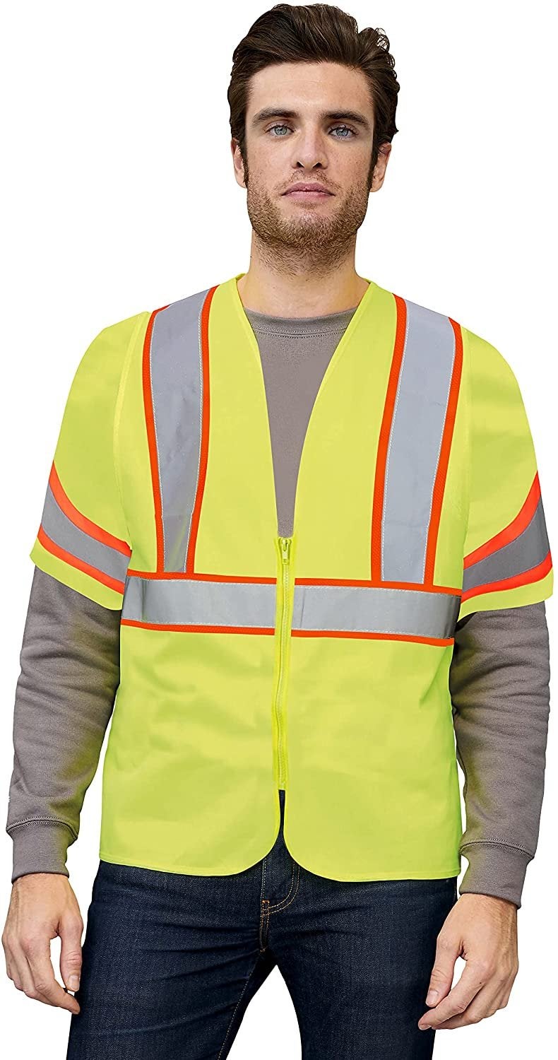 25 Pack High Visibility Safety Vests with Orange Trim Silver Tape ...